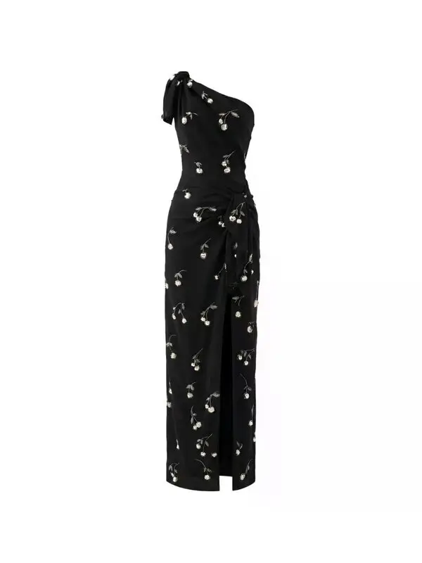 Monse One-shoulder Maxi Dress With Cherry Embroidery