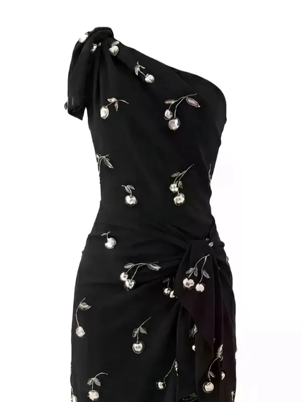 Monse One-shoulder Maxi Dress With Cherry Embroidery