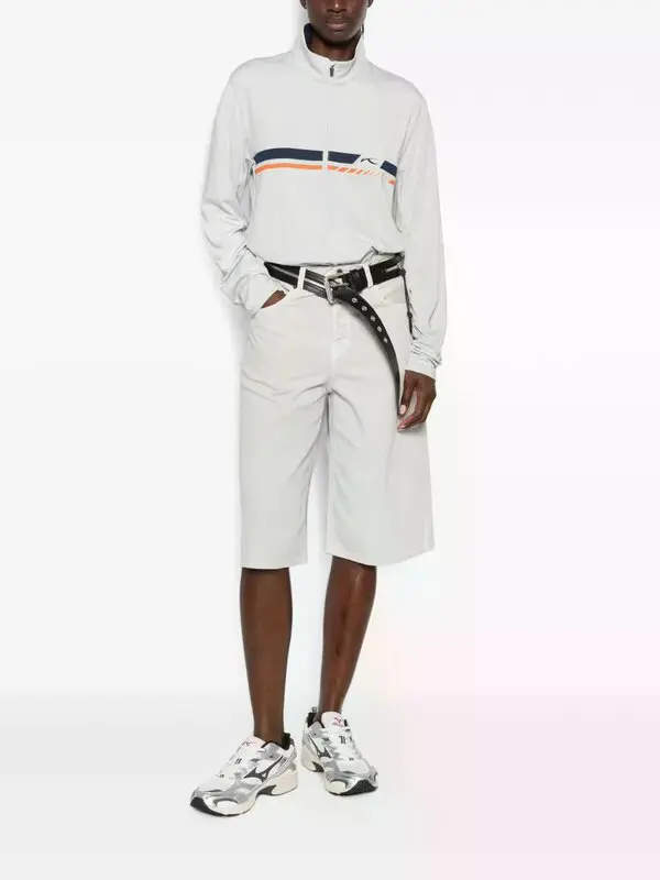 HAIKURE Becky Logo-patch Wide-leg Denim Shorts - Grey
