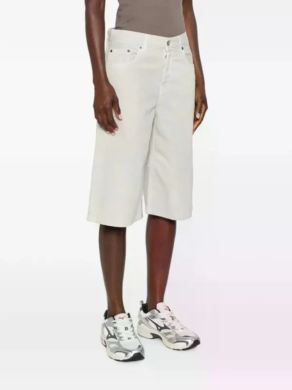 HAIKURE Becky Logo-patch Wide-leg Denim Shorts - Grey