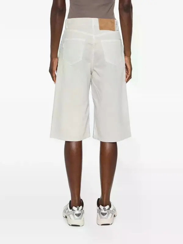 HAIKURE Becky Logo-patch Wide-leg Denim Shorts - Grey