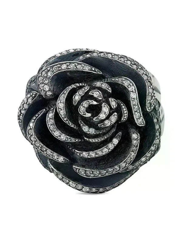 KING BABY STUDIO Sterling Pavé Cubic Zirconia Rose Ring - Silver