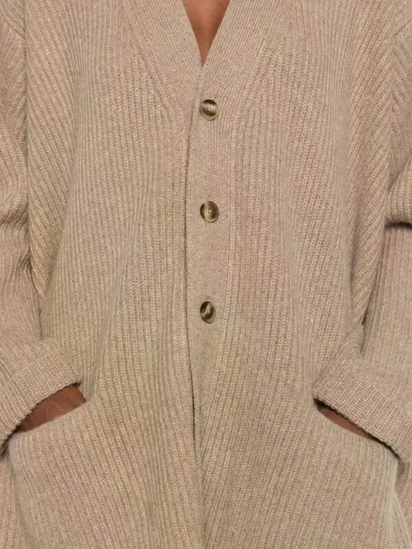 R13 Ribbed Knit Cardigan With Front Button Fastening And Patch Pockets