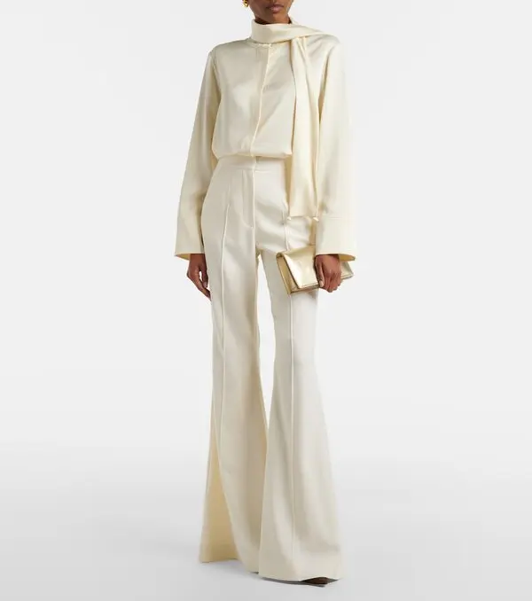Costarellos Daline Wool-blend Flared Trousers