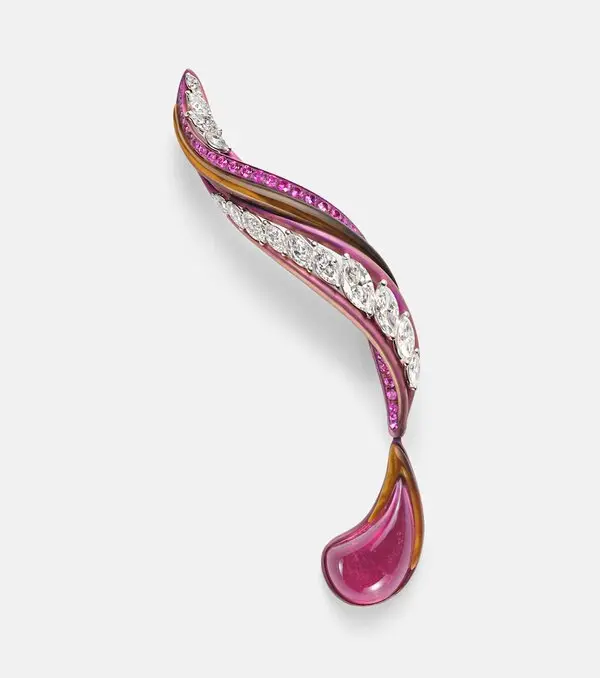 KAMYEN Titanium Brooch With Gemstones - Pink