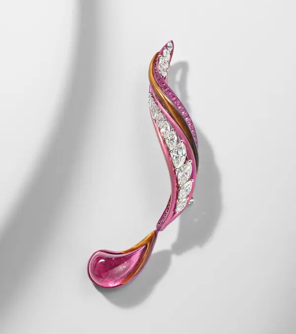 KAMYEN Titanium Brooch With Tourmaline, Diamond, And Tiger's Eye