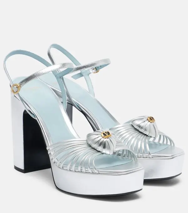 Valentino Garavani Cour Royal Platform Sandals - Silver
