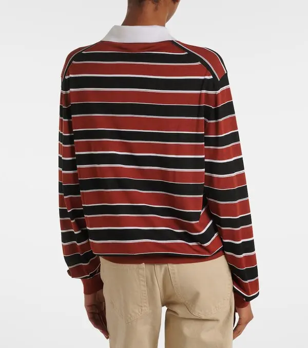 Prada Striped Silk Polo Shirt - Brown