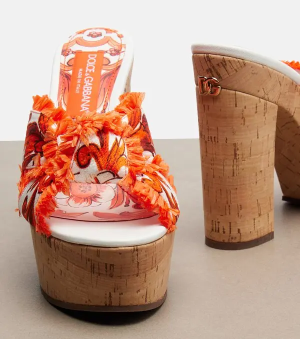 Dolce & Gabbana Majolica Brocade Platform Sandals