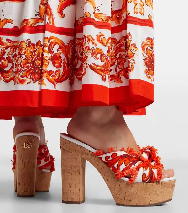 Dolce & Gabbana Majolica Brocade Platform Sandals