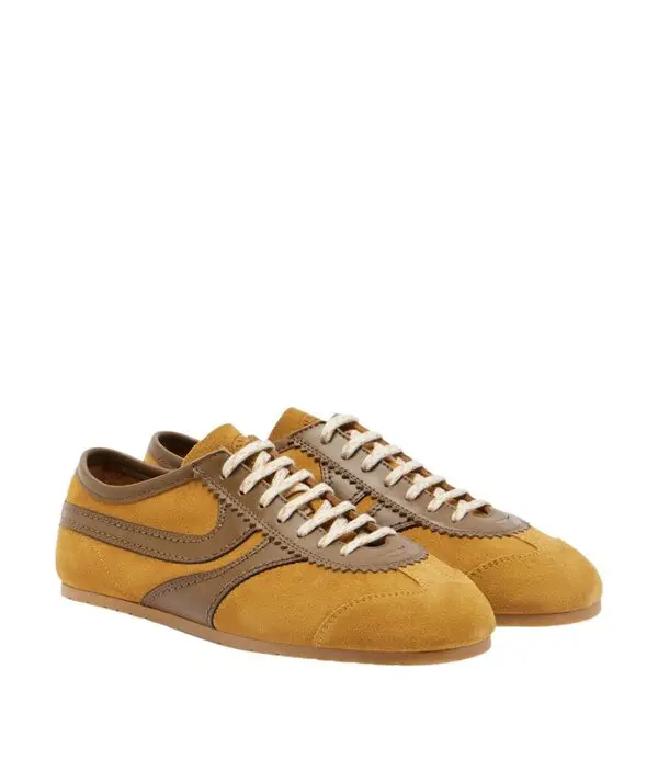 Dries Van Noten Suede And Leather Trimmed Lace-up Sneakers - Yellow
