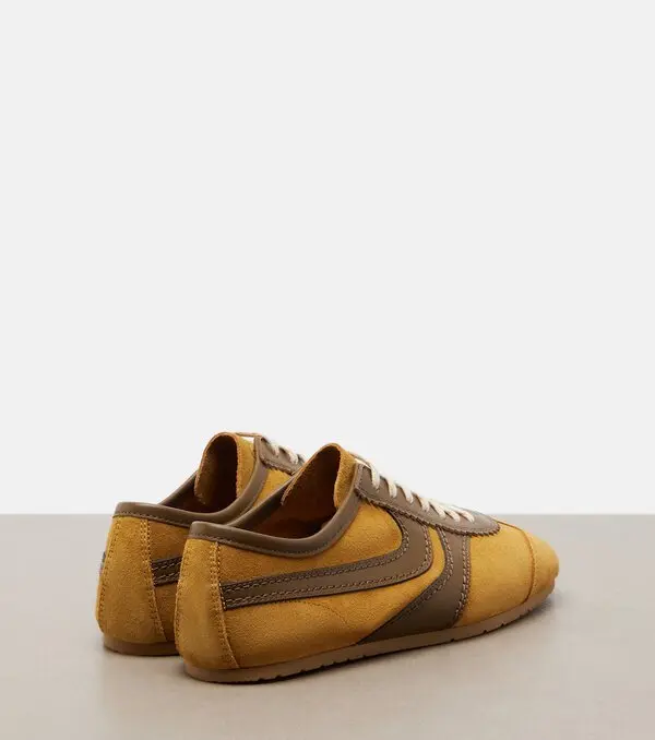 Dries Van Noten Suede And Leather Trimmed Lace-up Sneakers - Yellow