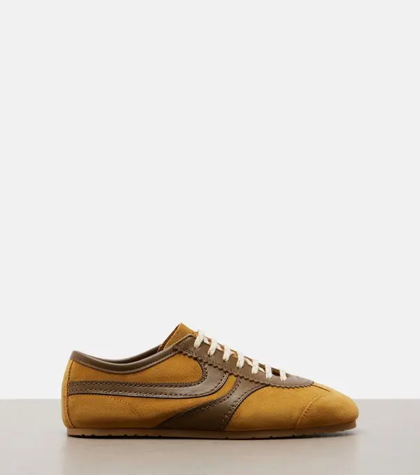 Dries Van Noten Suede And Leather Trimmed Lace-up Sneakers - Yellow