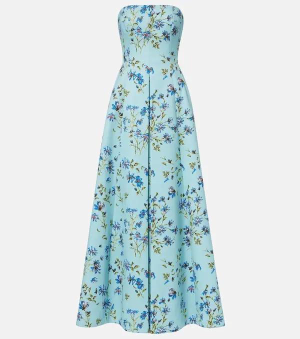 EMILIA WICKSTEAD Ragna Floral Taffeta Faille Gown - Blue