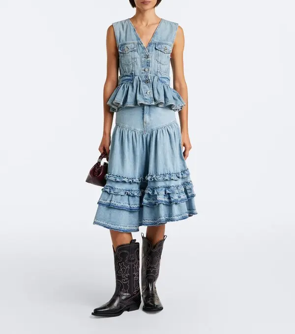 GANNI Peplum Denim Top