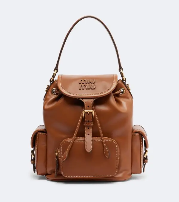 Miu Miu Leather Backpack - Brown