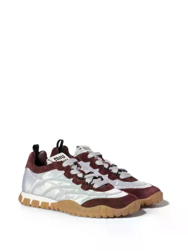 Miu Miu Technical Fabric And Suede Tyre Sneakers - Silver