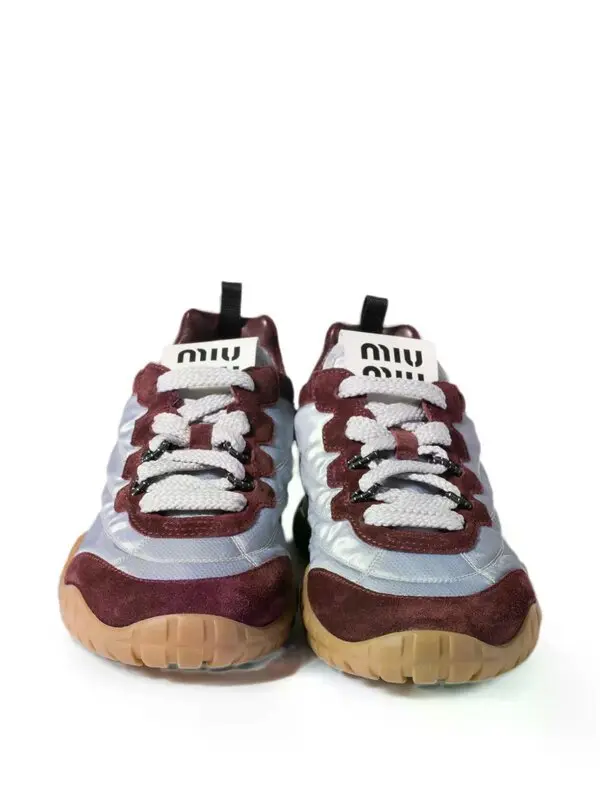 Miu Miu Technical Fabric And Suede Tyre Sneakers - Silver