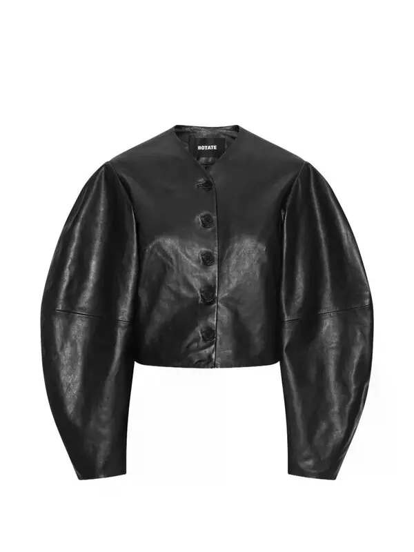 ROTATE BY BIRGER CHRISTENSEN Leather Jacket With Puff Sleeves