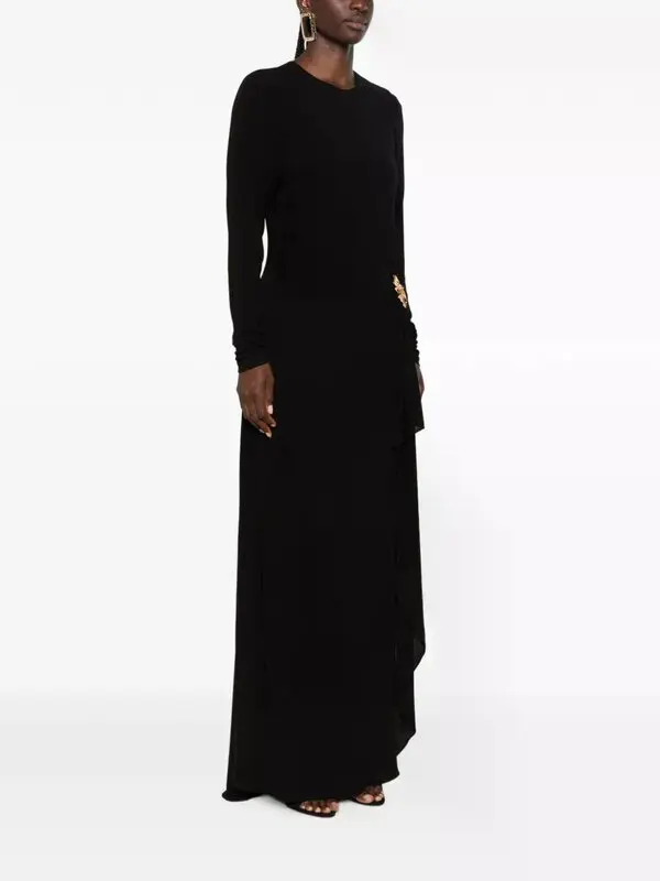 Moschino Draped Maxi Dress With Gold-tone Bow Detail