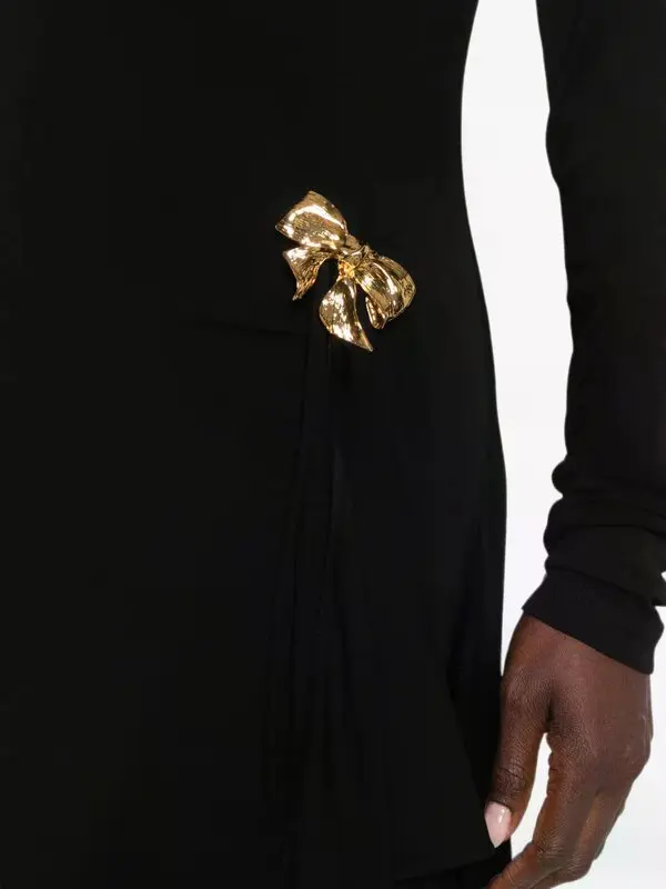 Moschino Draped Maxi Dress With Gold-tone Bow Detail