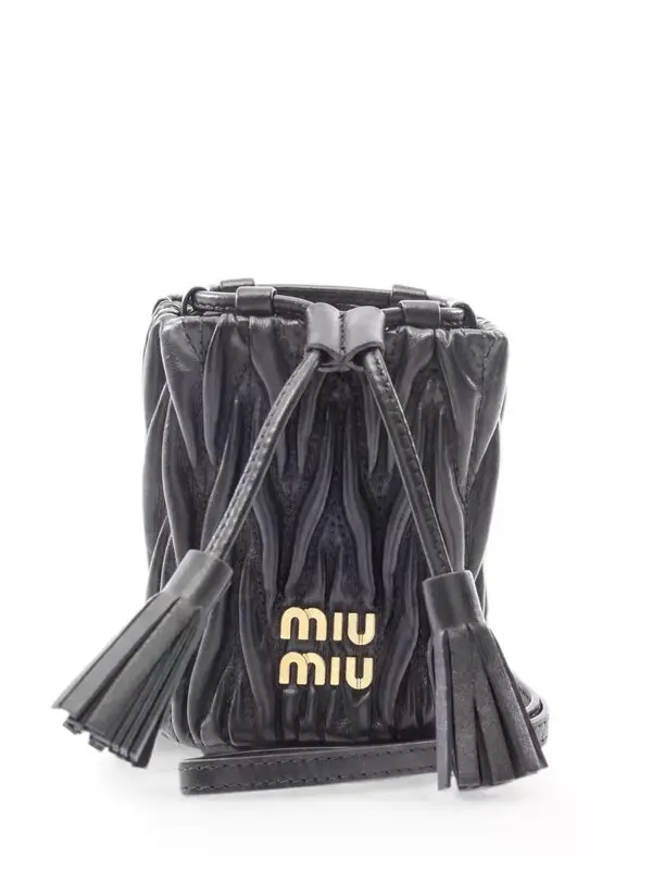Miu Miu Matelassé Leather Micro Bag - Black