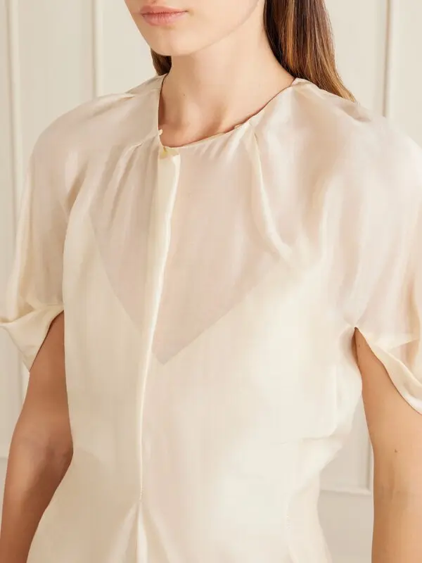Khaite Ria Silk-blend Midi Dress - Neutrals