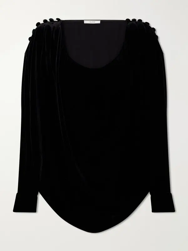 THE ROW Esteban Button-embellished Velvet Top
