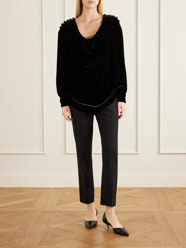 THE ROW Esteban Button-embellished Velvet Top