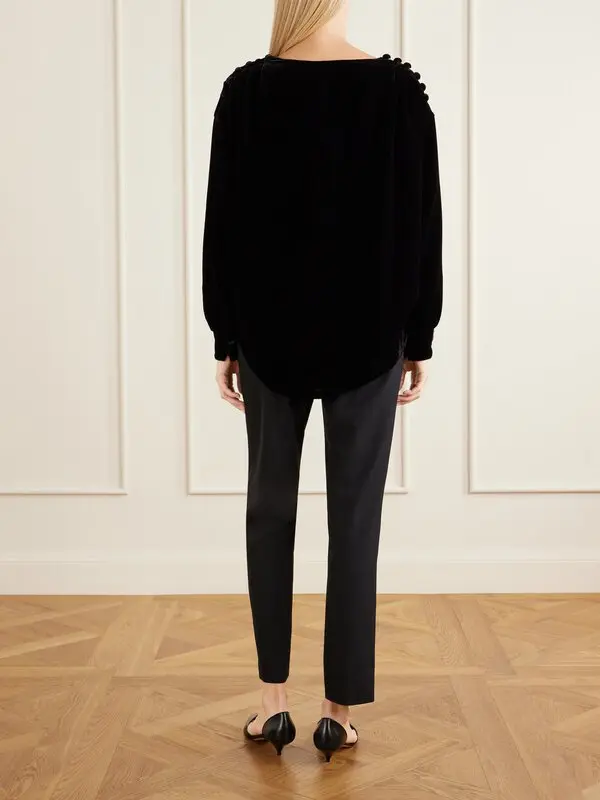 THE ROW Esteban Button-embellished Velvet Top