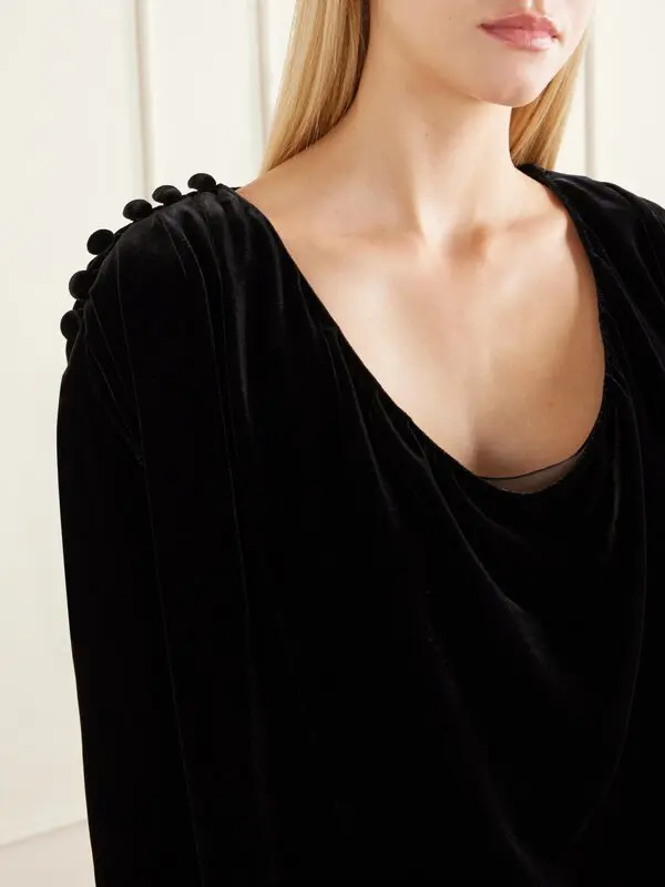 THE ROW Esteban Button-embellished Velvet Top