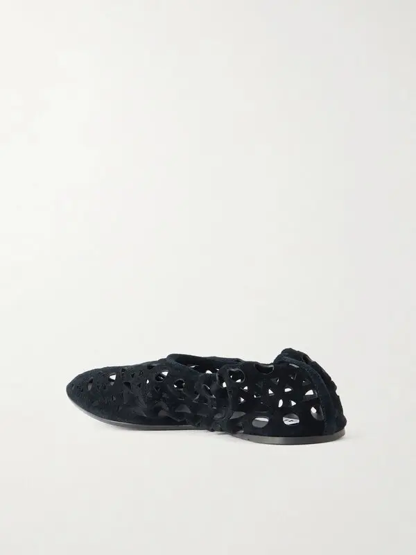 Alaïa Neo Vienne Perforated Suede Ballet Flats - Black