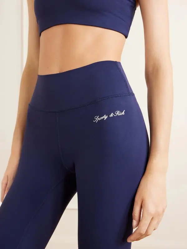 SPORTY & RICH Embroidered Jersey Leggings - Blue