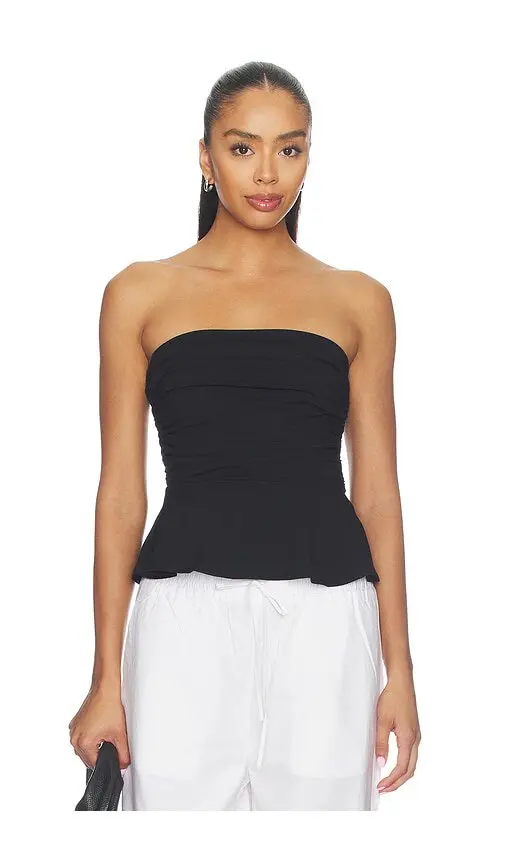 Susana Monaco Gathered Tube Flare Top - Black