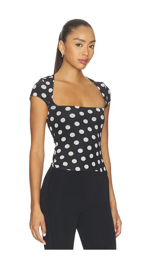 AFRM Polka Dot Mesh Top - Black