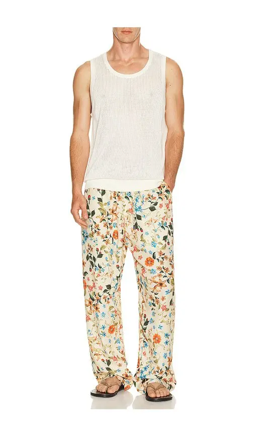 Agua Bendita Rene Printed Linen Trousers