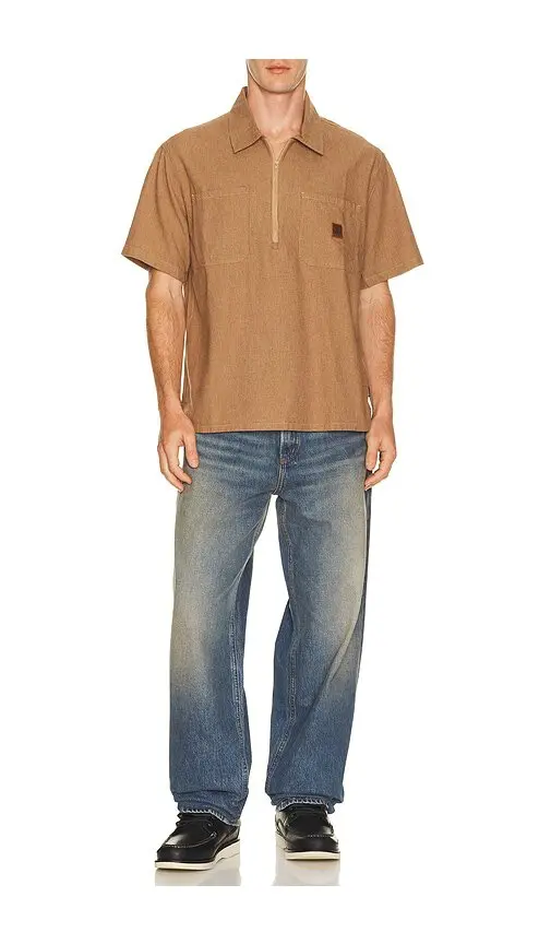 Brixton Brakeman Half Zip Short Sleeve Shirt In . Also