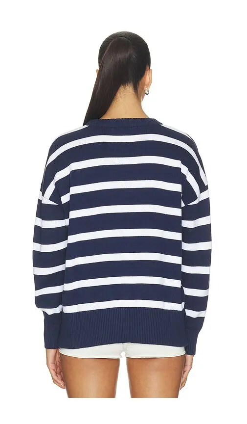 Beach Riot Callie Striped Knit Sweater With Graphic Detail - Navy