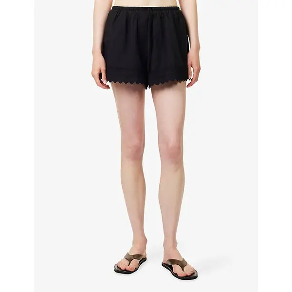 Dissh Cotton-blend Lace-hem Shorts