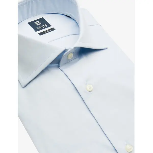 Boggi Milano Slim-fit Long-sleeved Stretch-cotton Shirt
