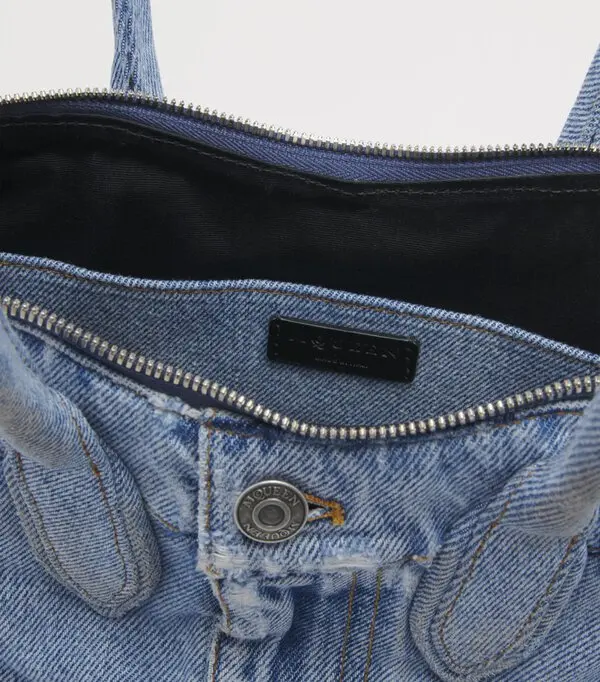 Alexander McQueen Denim Manta Top-handle Bag