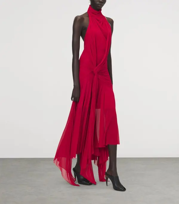 Alexander McQueen Asymmetric Draped Maxi Dress
