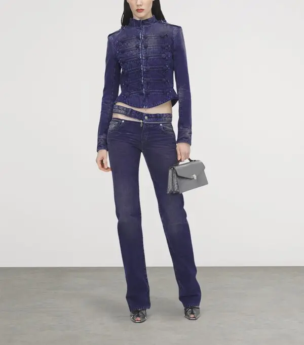 Alexander McQueen Slashed Zip Low-rise Bootcut Jeans