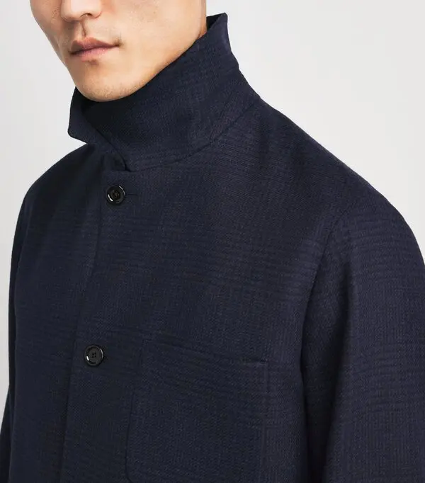 LARDINI Wool-cashmere Check Chore Jacket