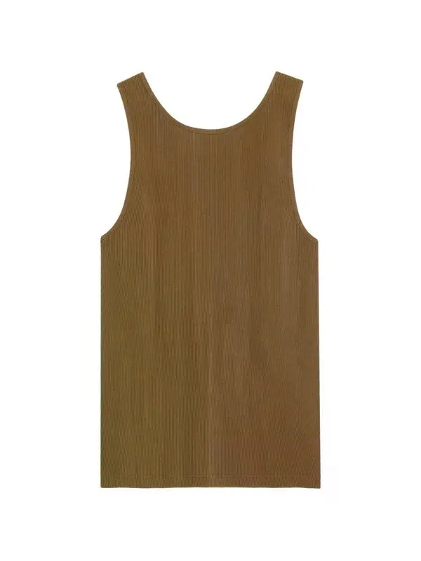 Saint Laurent Cassandre Ribbed Cotton Tank Top - Brown