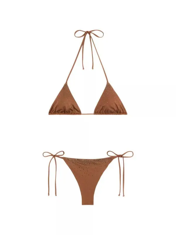MC2 SAINT BARTH Embellished Halterneck Bikini - Brown