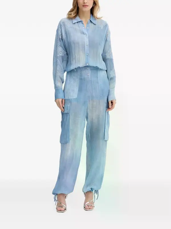 ERMANNO FIRENZE Lace-panelled Cargo Jumpsuit - Blue