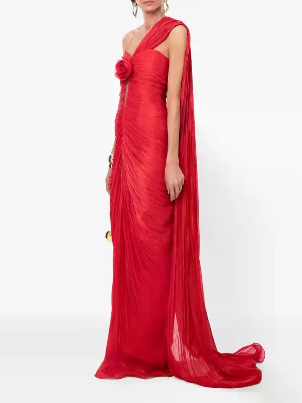 ANA RADU Floral Detail Draped One-shoulder Gown
