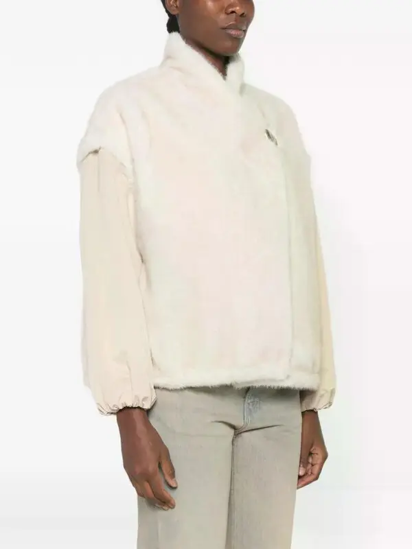 Moncler Faux Fur Textured Jacket - Neutrals