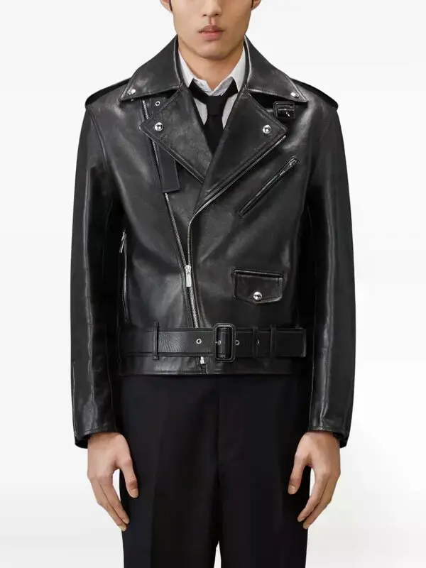 Thom Browne Belted Leather Biker Jacket